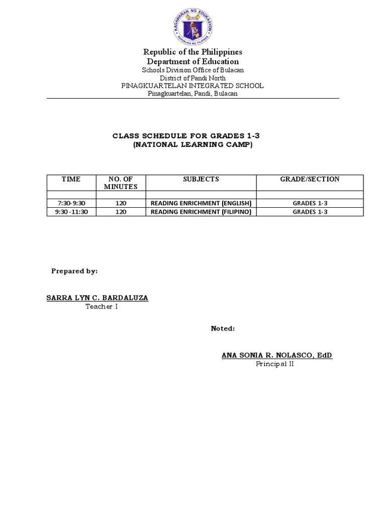 Nlca Class Schedule | PDF