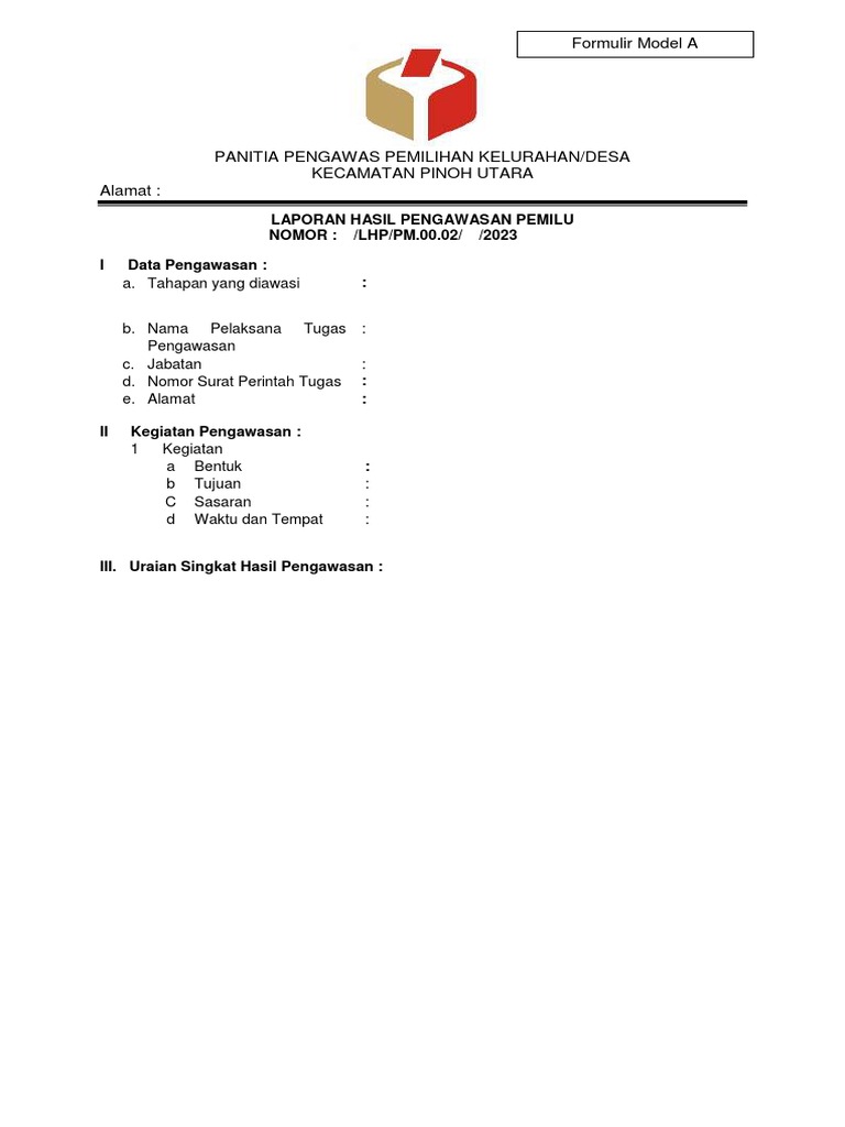 Formulir Model A PENGAWAS | PDF