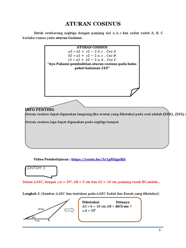 Aturan Cosinus | PDF