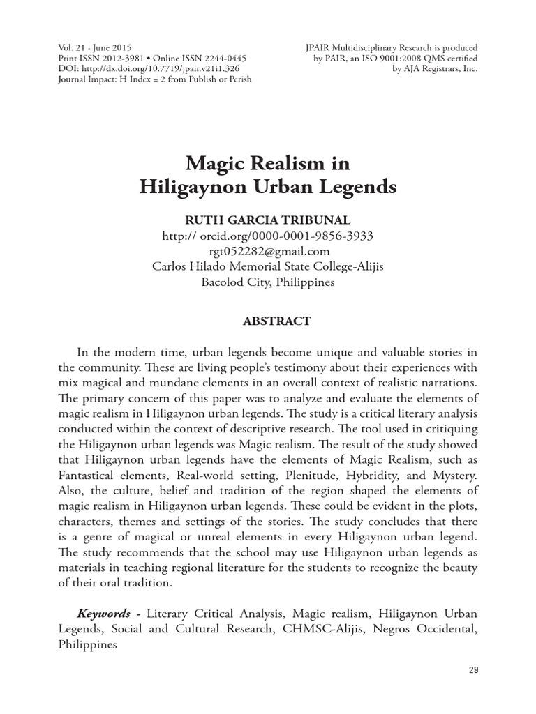 Magic Realismin Hiligaynon Urban Legends | PDF