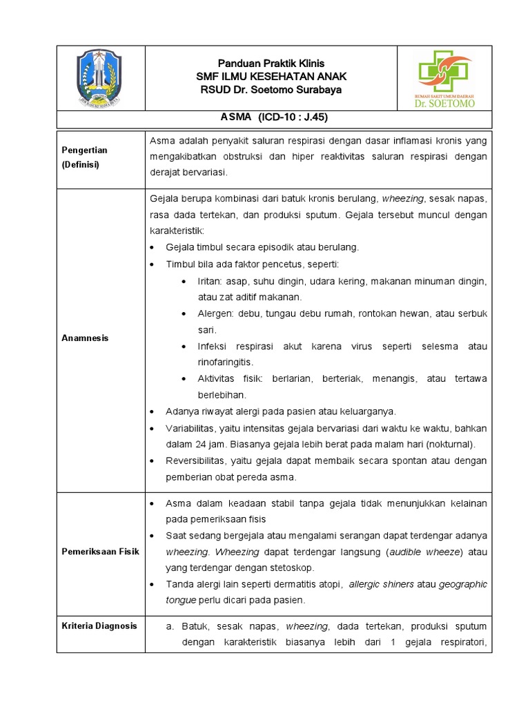 Panduan Diagnosis dan Terapi Asma | PDF