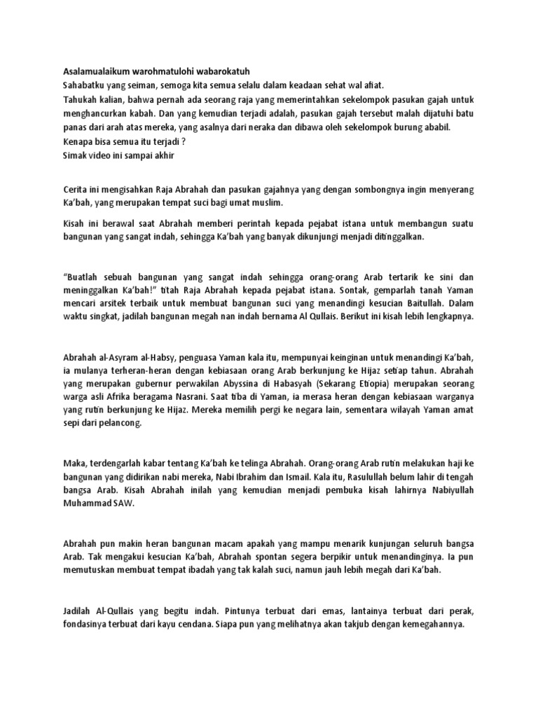 Kisah Raja Abrahah dan Pasukan Gajah | PDF