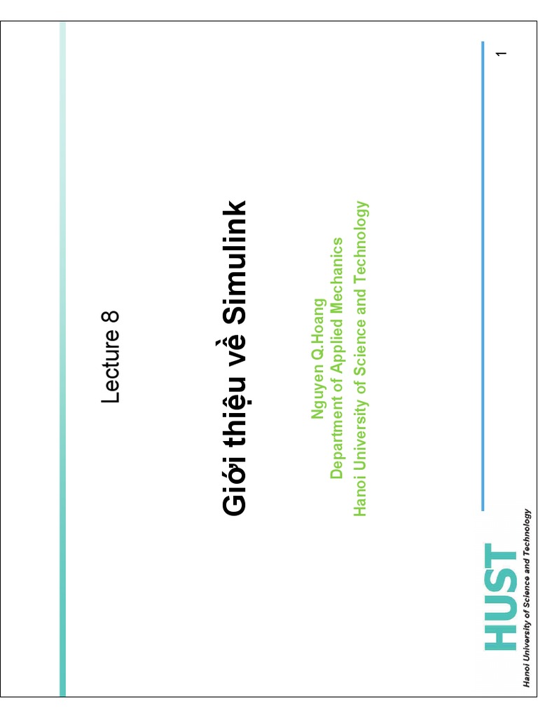 Matlab Lecture 8 - Simulink | PDF