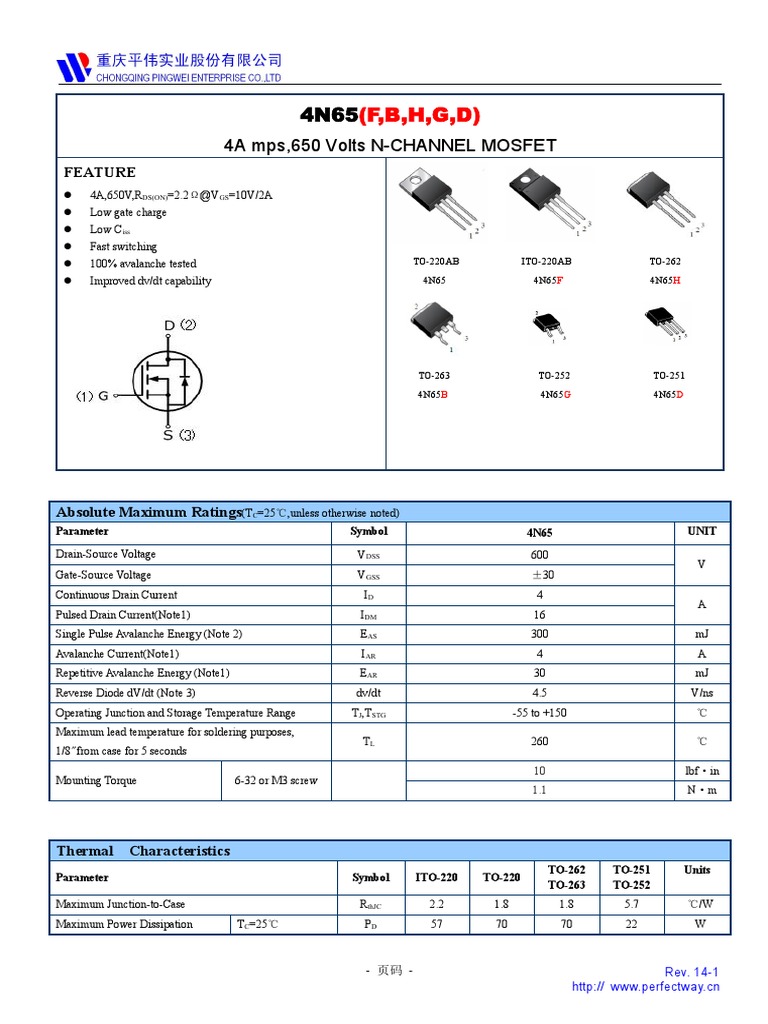 4N65F | PDF | Diode | Field Effect Transistor