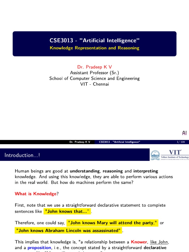 4 - CSE3013 - Knowledge Representation and Reasoning - Repaired | PDF