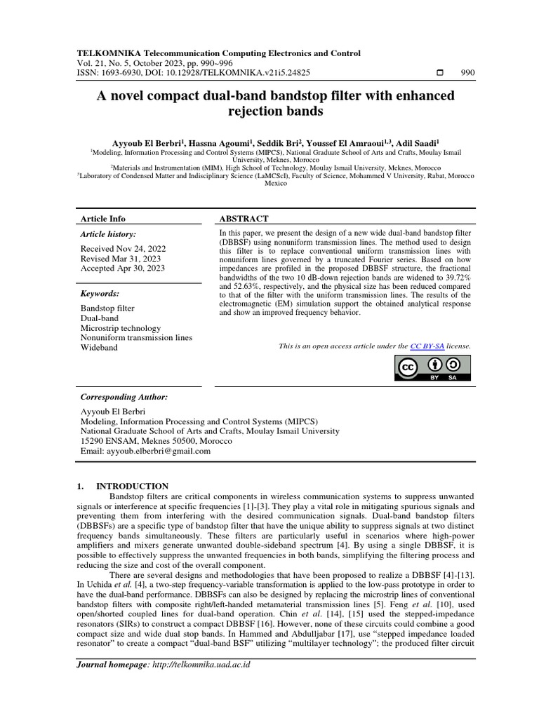 A Novel Compact Dual-Band Bandstop Filter With Enhanced Rejection Bands ...