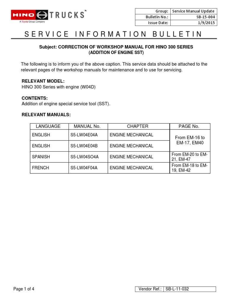 SB-15-004 Addition of Engine SST To 300 Series Procedure | Download Free PDF | Computing ...