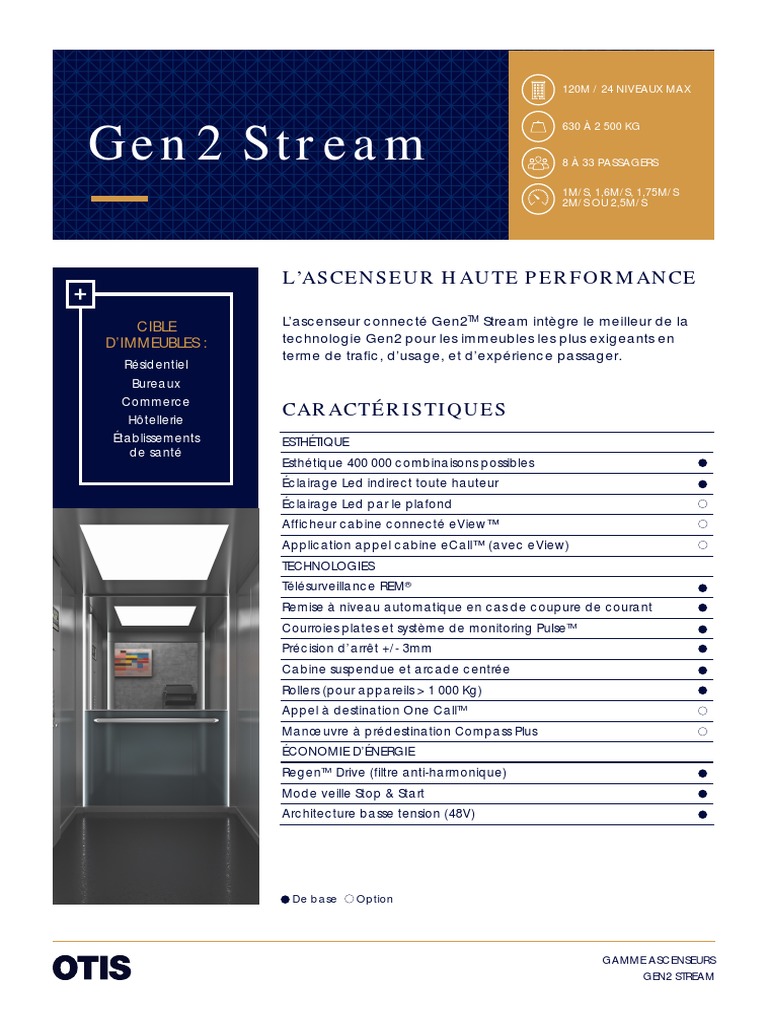 Otis ProductSheet Gen2-Stream FR | PDF | Ascenseur | Biens manufacturés