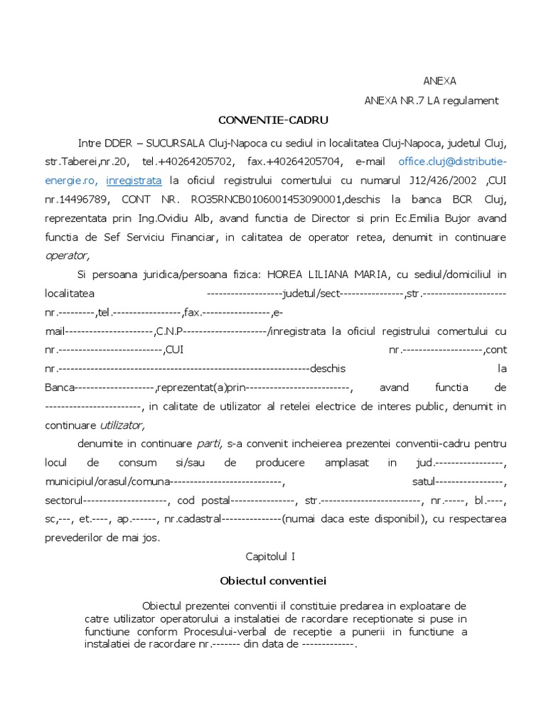 Conventie Cadru-MODEL | PDF