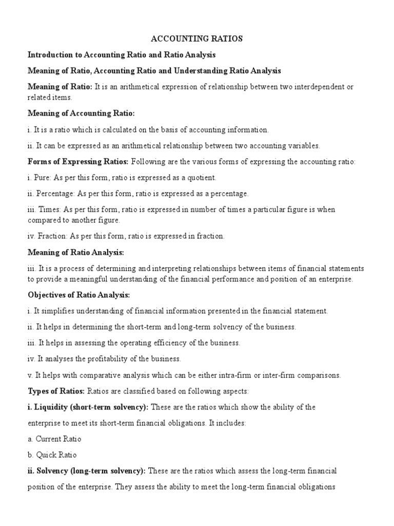 Ratio Analysis Introduction Pdf 1155