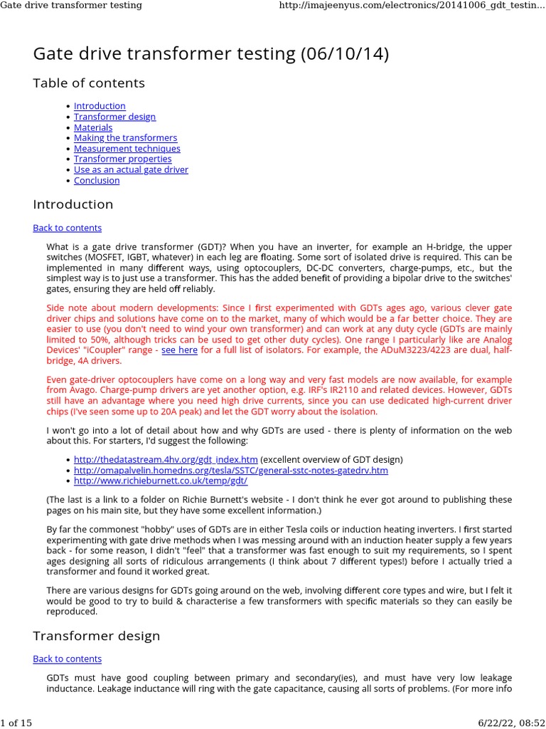 Gate Drive Transformer Testing Guide | PDF