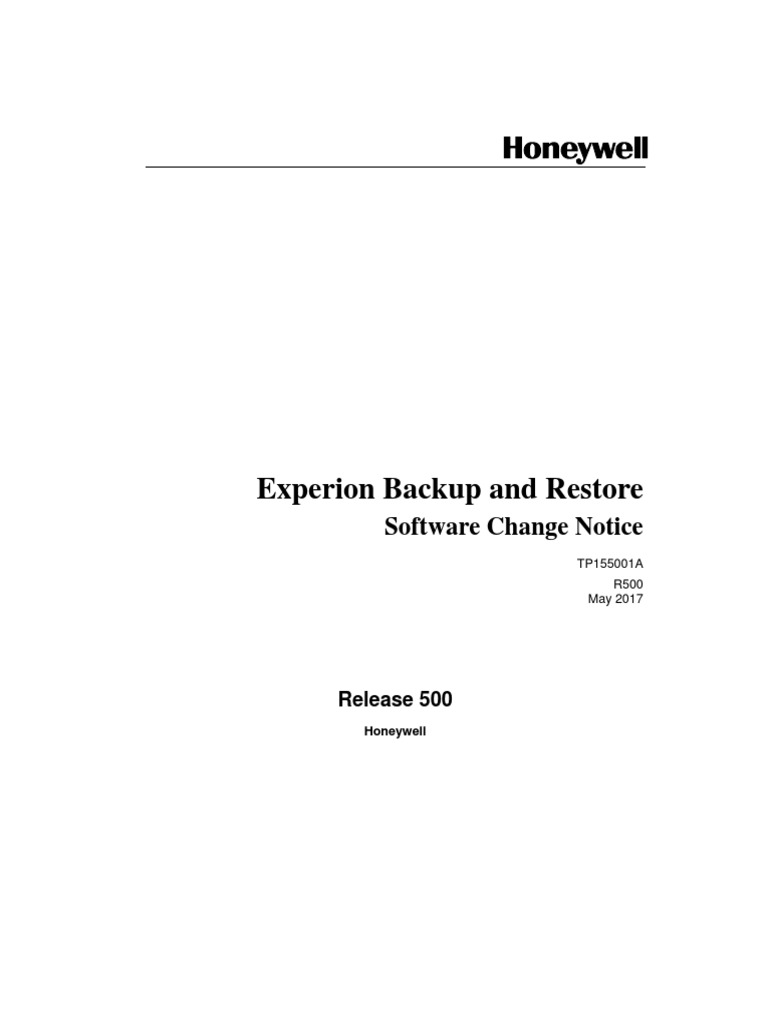 Experion Backup and Restore | PDF