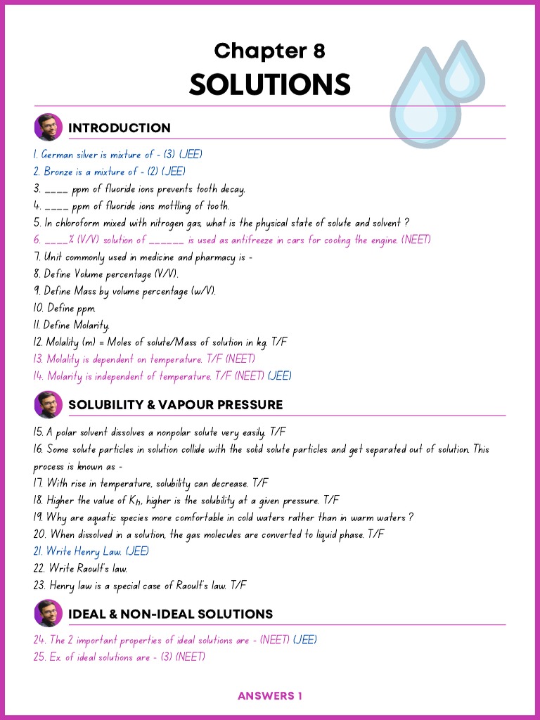 Solutions CHEMHACK | PDF | Solubility | Physical Quantities