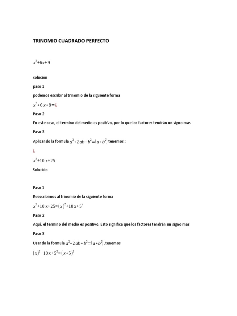 Trinomio Cuadrado Perfecto Alex | PDF