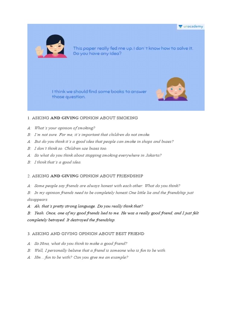 Asking and Giving For Opinions Xi TKJ 1 2 3 6th Meeting 1596719234 | PDF