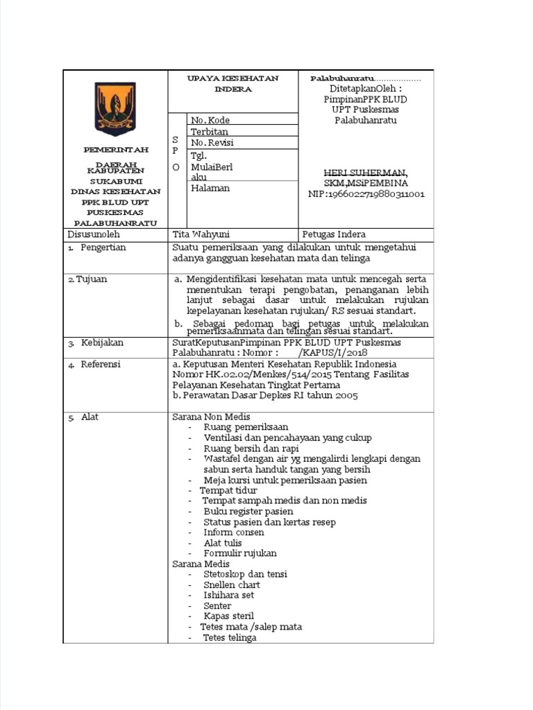 PDF Sop Kesehatan Indera - Compress | PDF