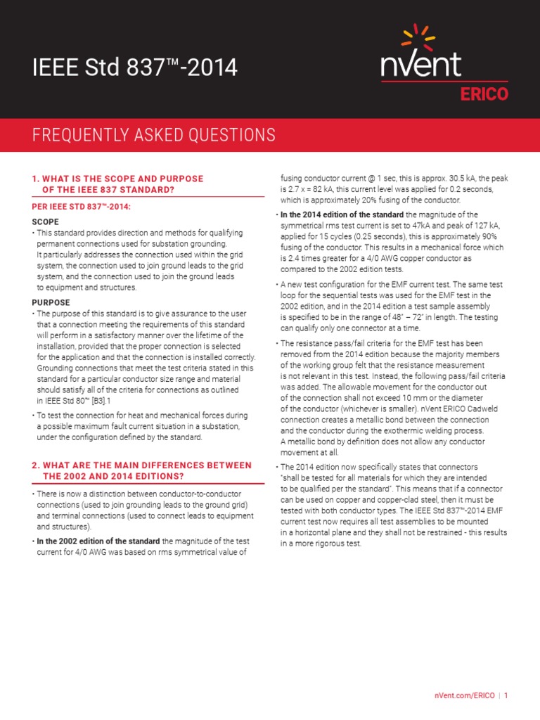 Nvent Erico - IEEE 837-2014 | PDF