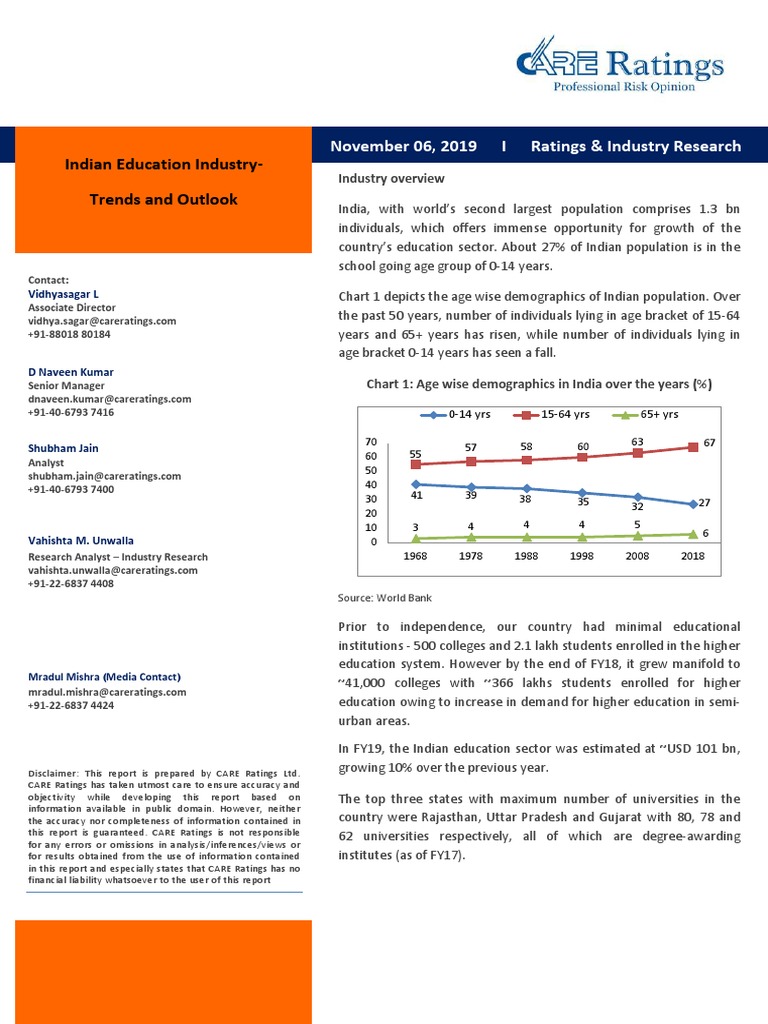 Indian Education Industry - Trends and Outlook | PDF