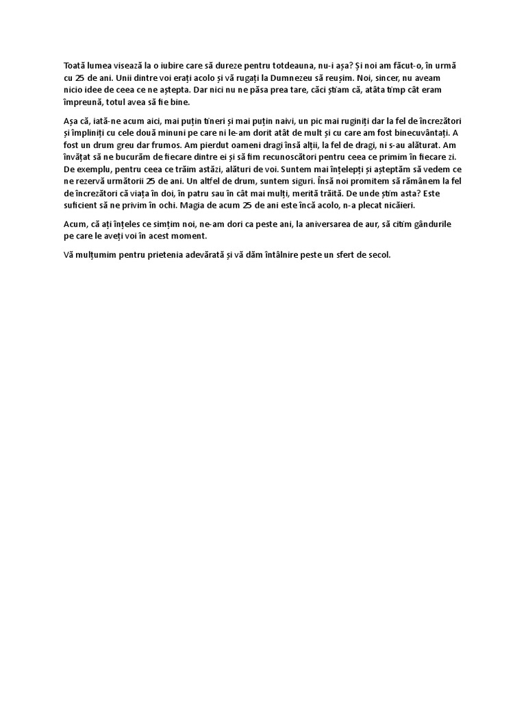 Scrisoare Nunta Argint | PDF