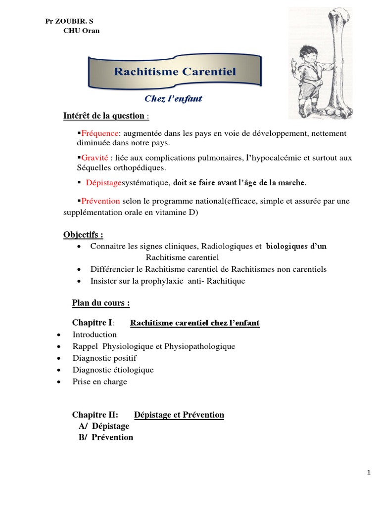 Rachitisme carentiel chez l'enfant | PDF | Vitamine D | Spécialités ...