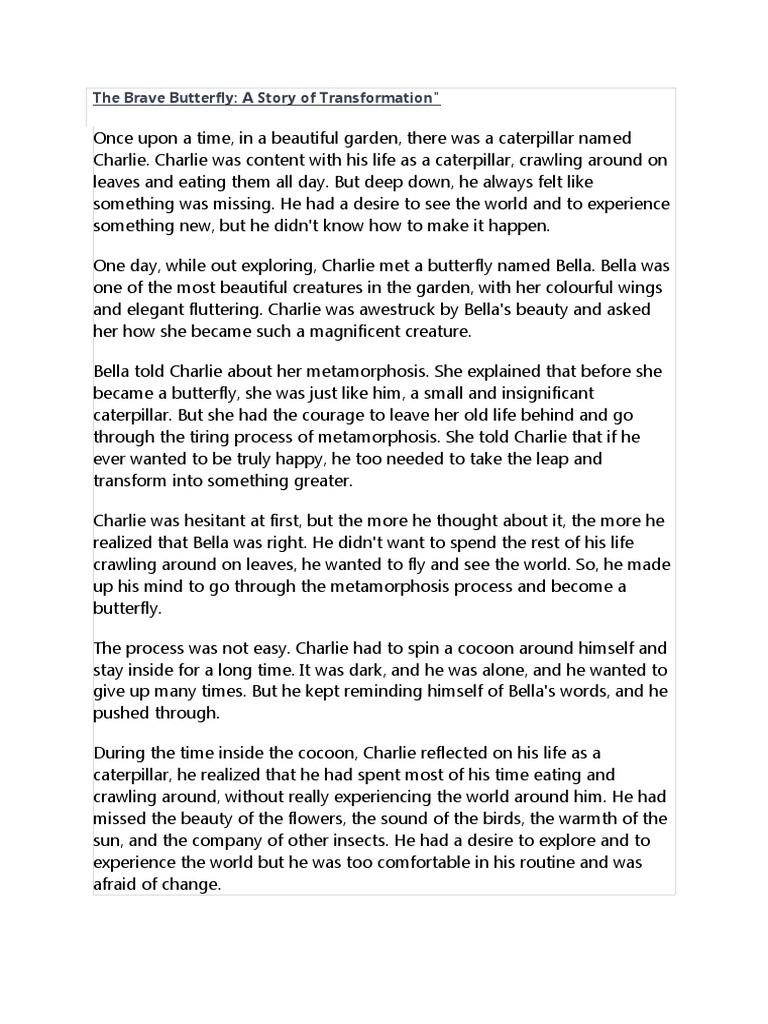 The Brave Butterfly A Story of Transformation | PDF | Poetry