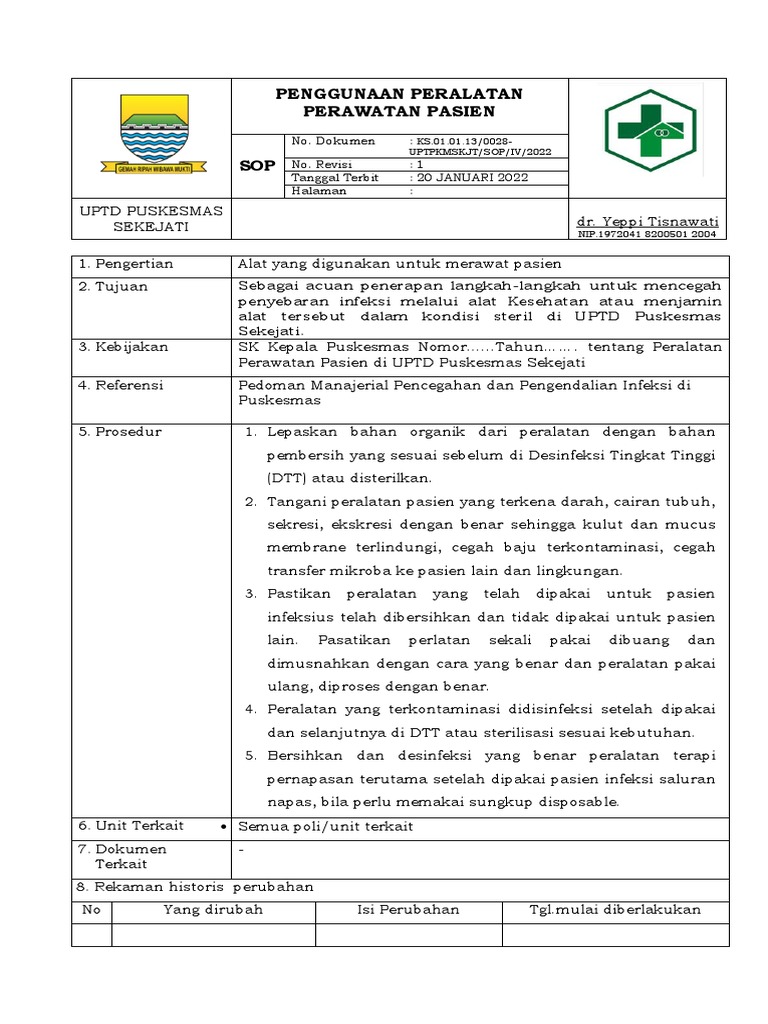 Sop Peralatan Perawatan Pasien | PDF | Sains & Matematika