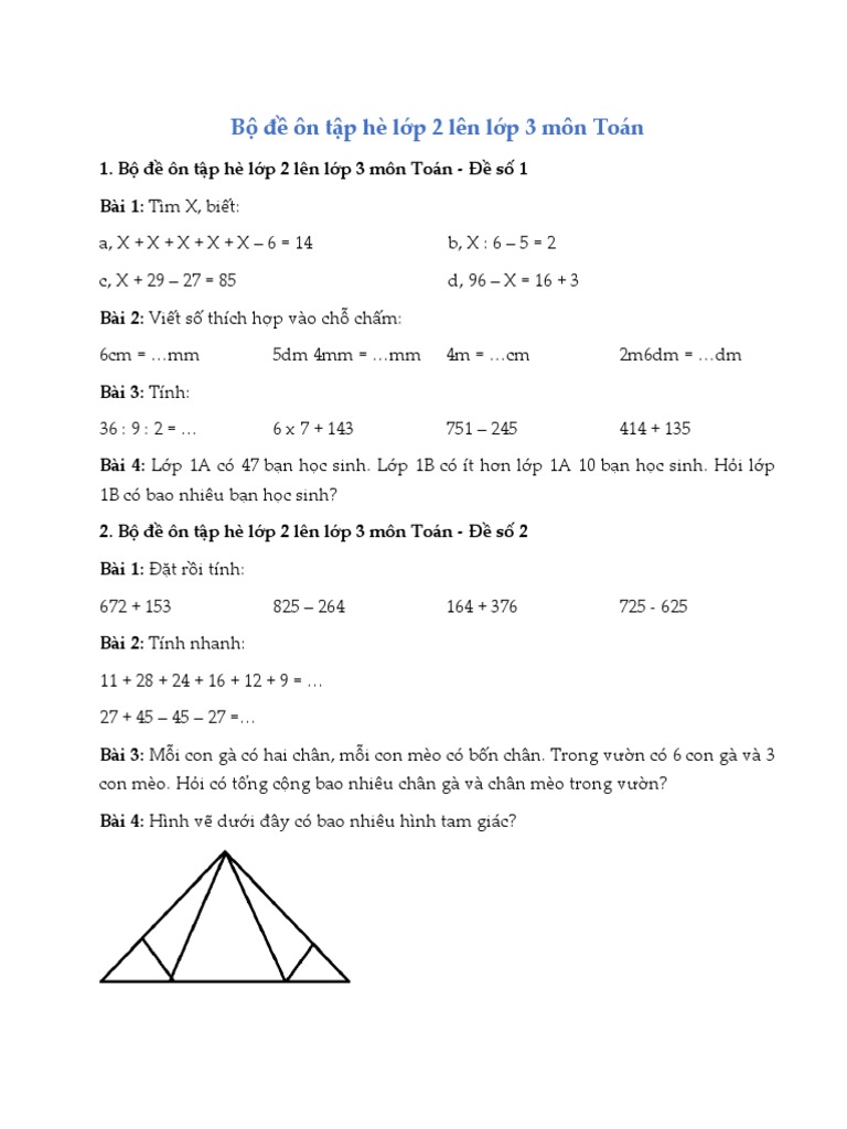 Bo de On He Lop 2 Len Lop 3 Mon Toan | PDF