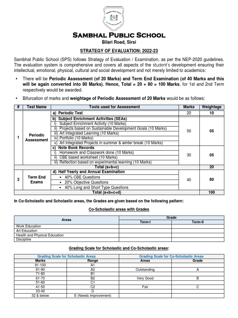 SPS - Student Evaluation Strategy | PDF