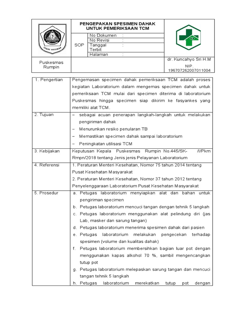 SOP pengemasan sampel TCM | PDF