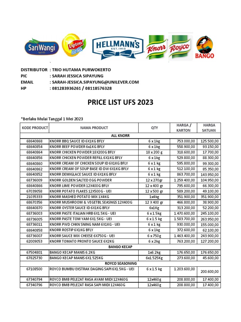 Price List Mei 2023 | PDF