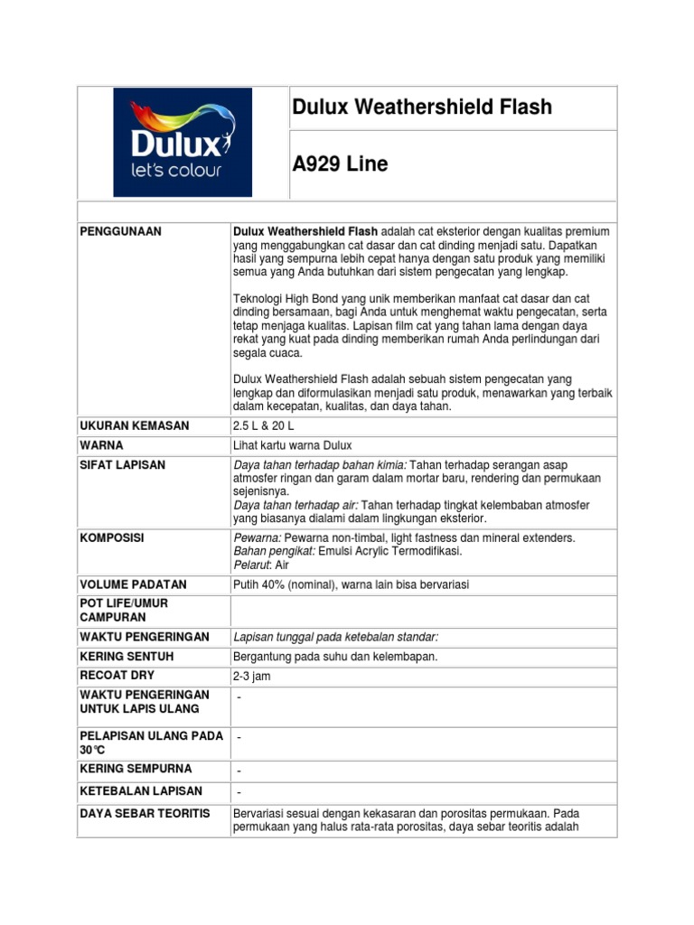 Dulux Weathershield Flash Tds | PDF