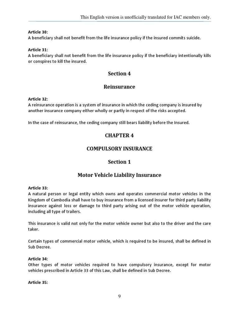 Compulsory Insurance | PDF