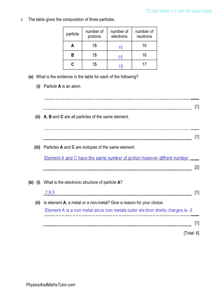 Atomic Structure & The Periodic Table 1 QP | PDF | Proton | Atoms