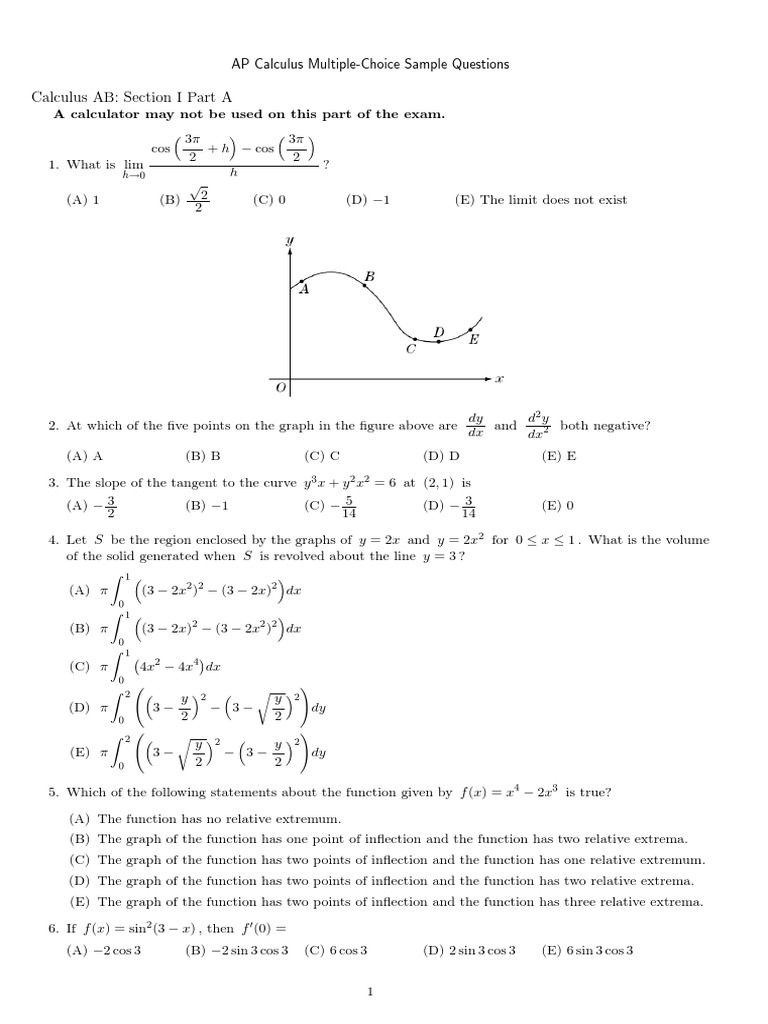 AP Calculus Multiple-Choice Questions | PDF