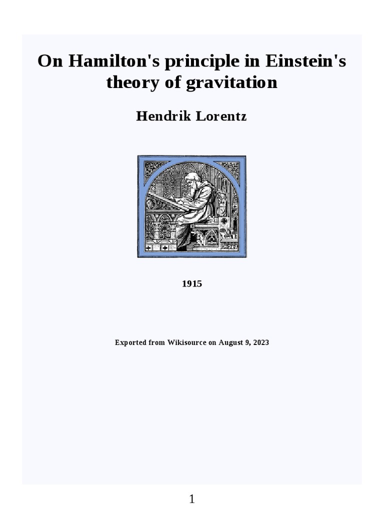 Hamilton's Principle in Einstein's Gravitation | PDF | Field (Physics ...