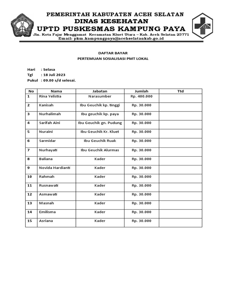 DAFTAR BAYAR PMT | PDF