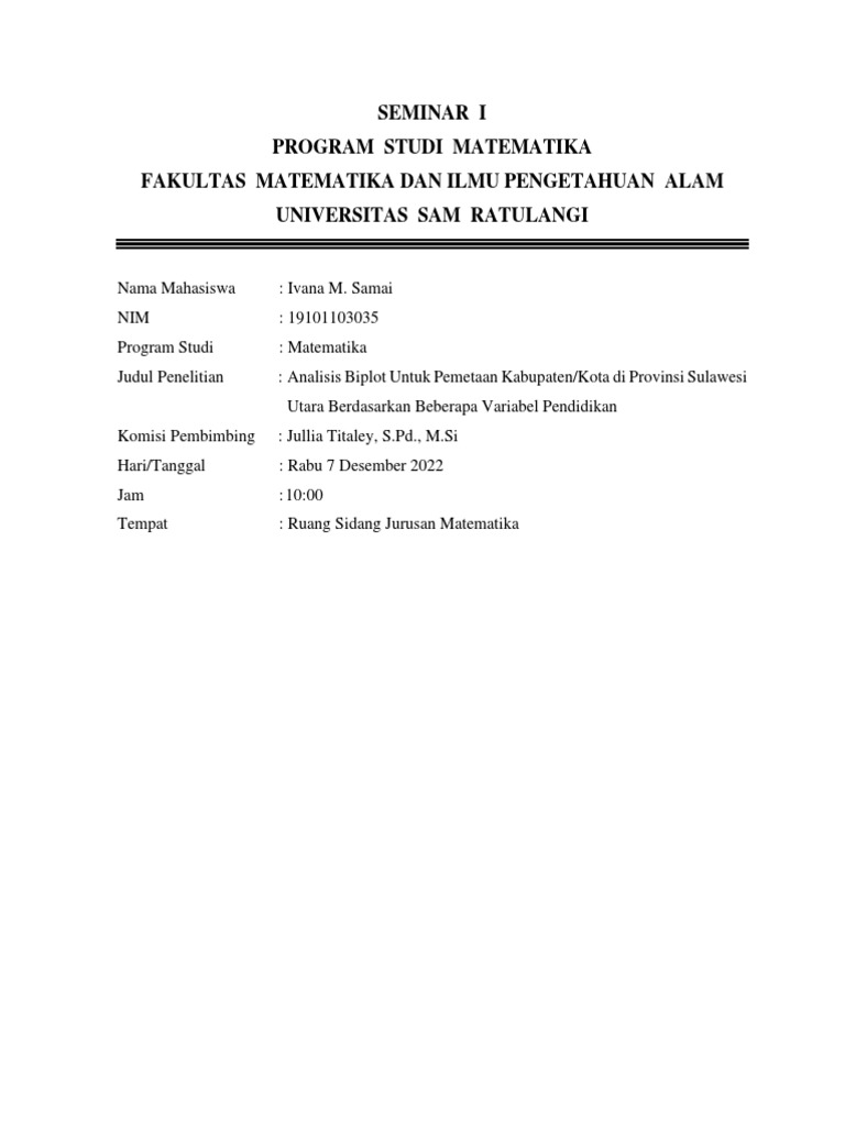 ANALISIS BIPLOT - Seminar 1 | PDF