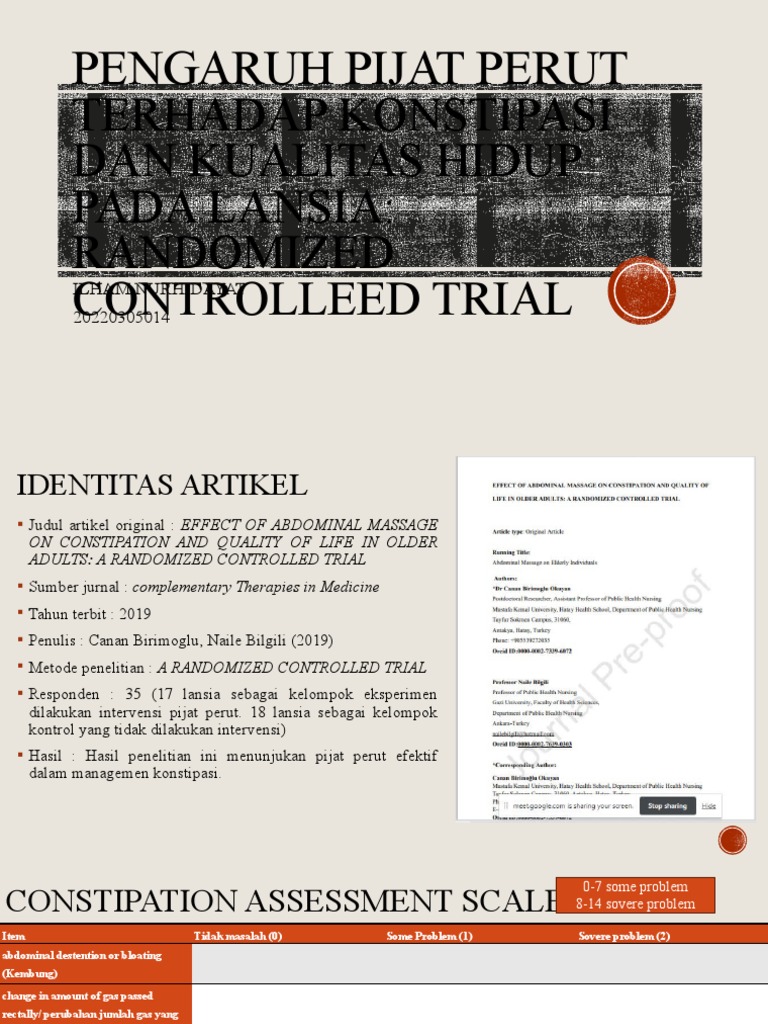 Ebp Terapi Pijat Perut Untuk Lansia DGN MASALAH | PDF