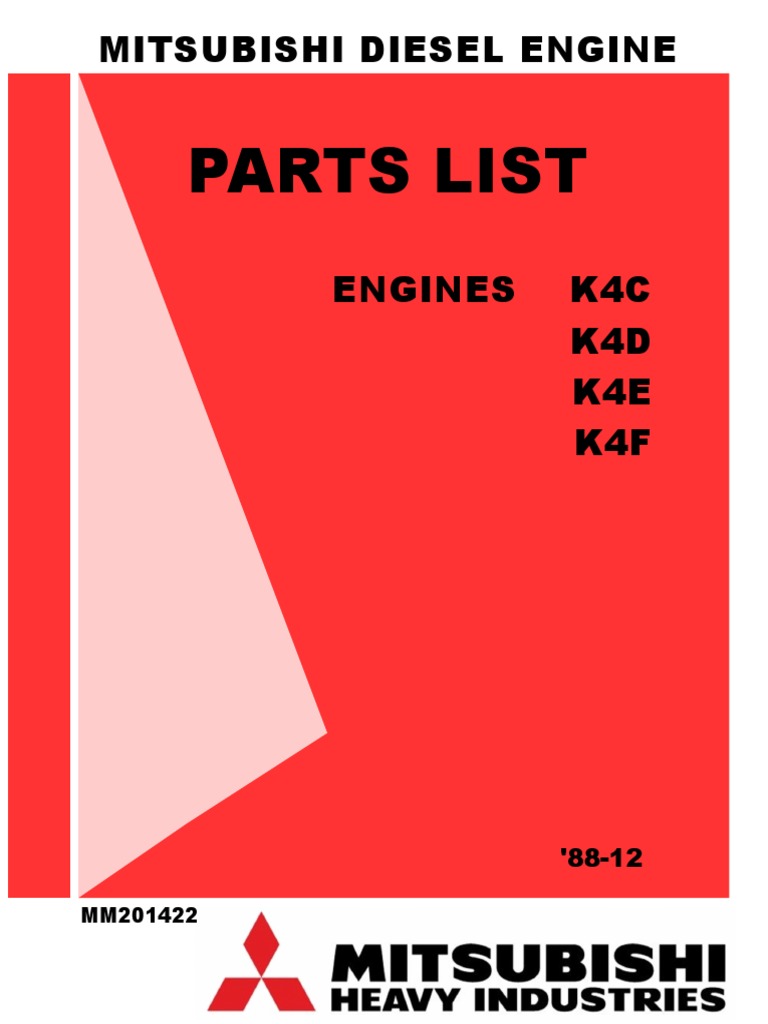 4 Diesel Engine Service Parts Manual Mitsubishi K4C K4D K4E K4F | PDF