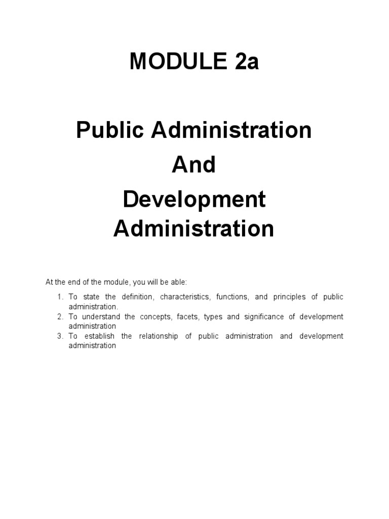 MODULE 2a - Public Administration and Development Administration | PDF ...
