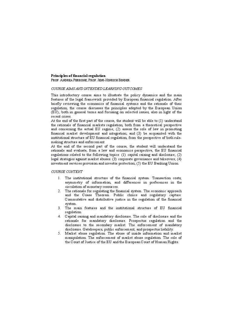 2E0A Principles Finanacial Regulation Perrone-2 | PDF | European Union ...