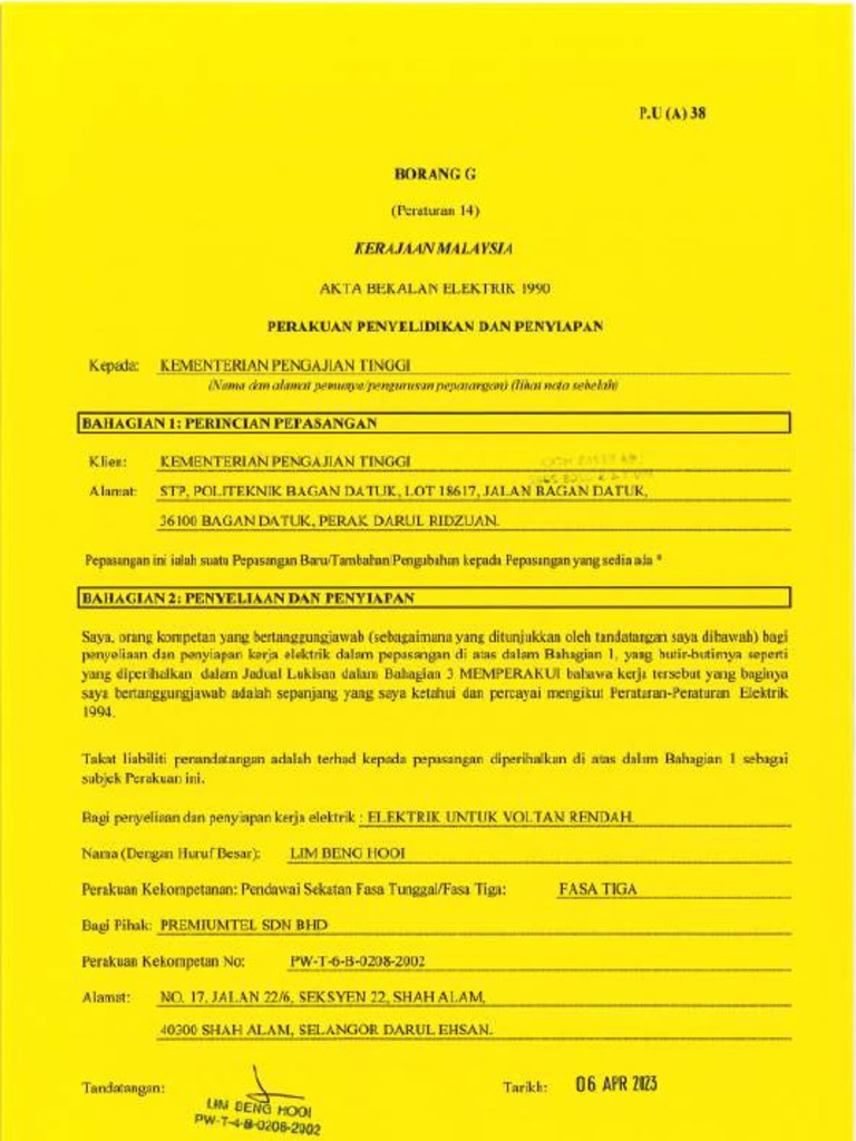 PBD - Borang G | PDF