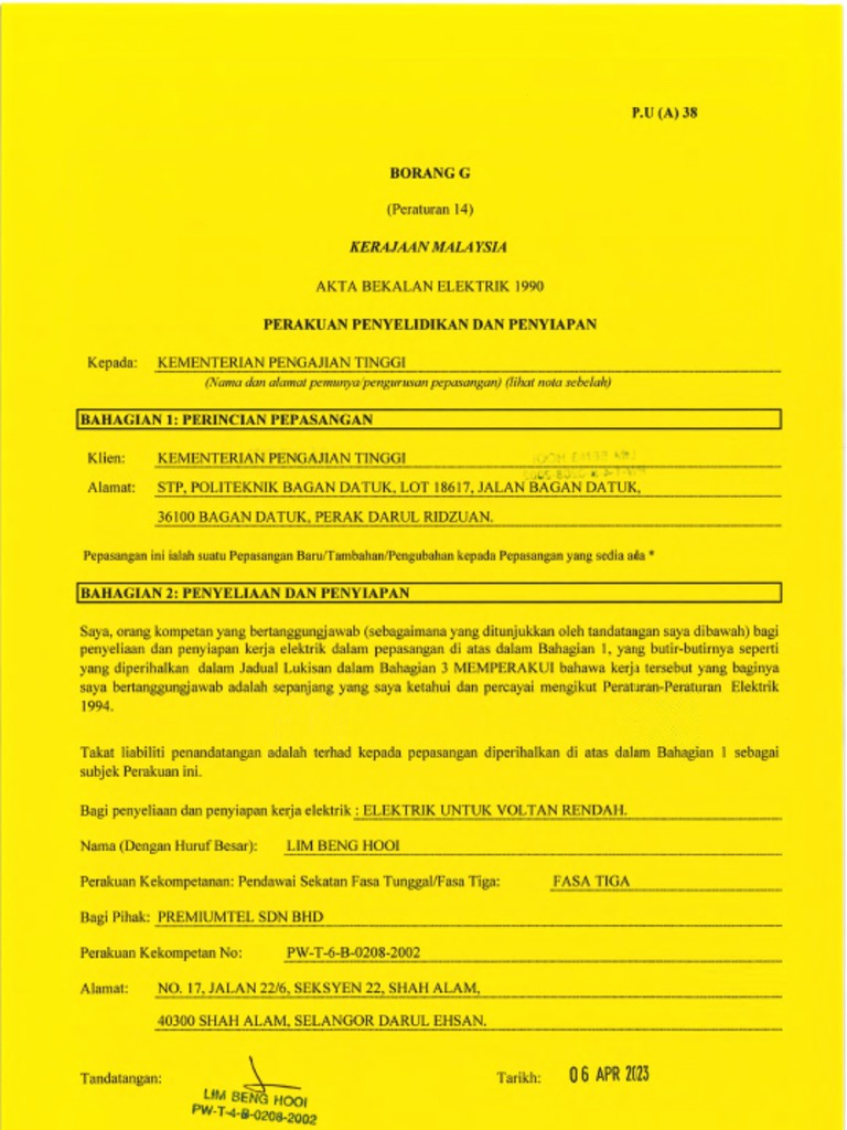 PBD - Borang G2 | PDF