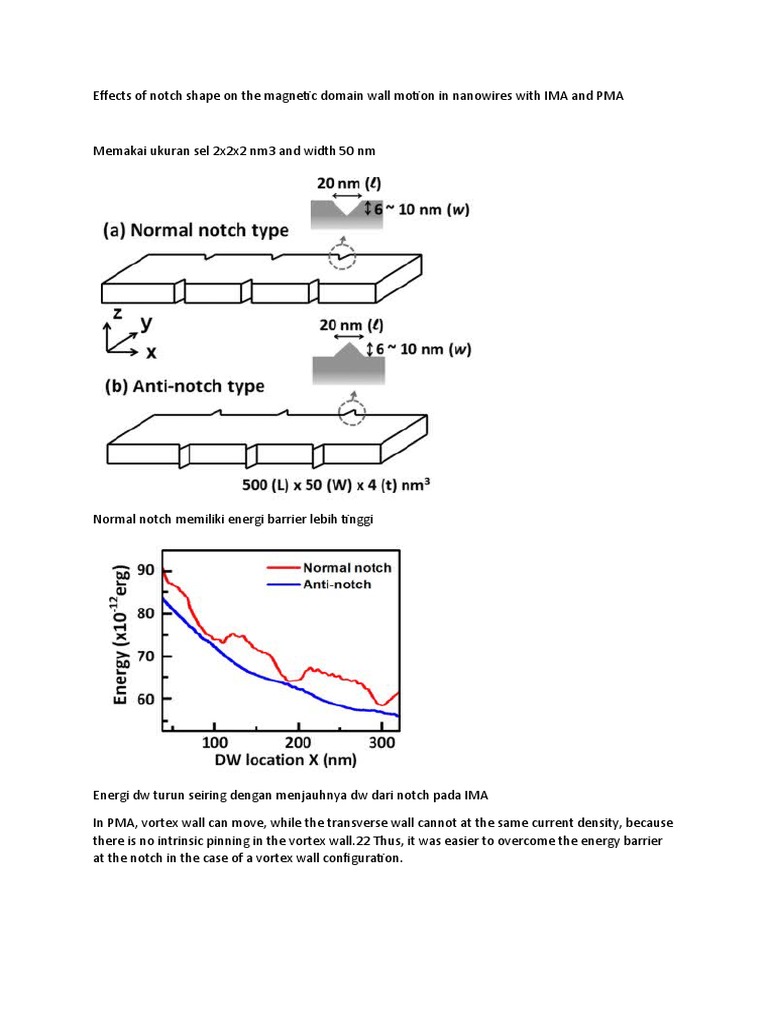 Effects of Notch Shape On The Magnetic Domain Wall Motion in Nanowires ...