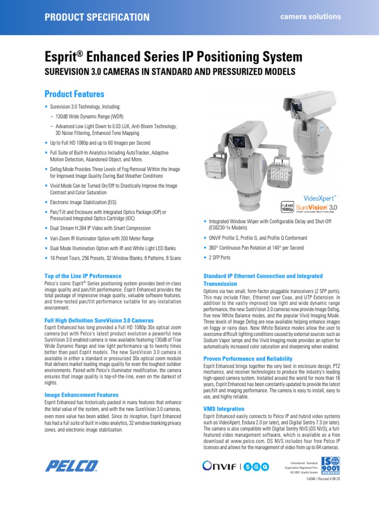 C4046 Esprit-Enhanced PTZ Series 040820 | PDF | Technology & Engineering