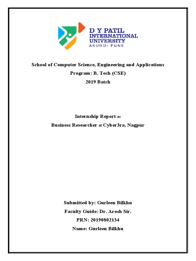 Internship Report Pdf