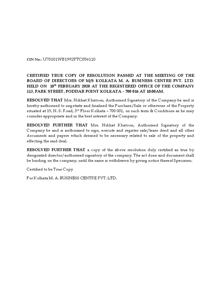 Board Resolutions for Property Transactions | PDF | Government | Civil ...