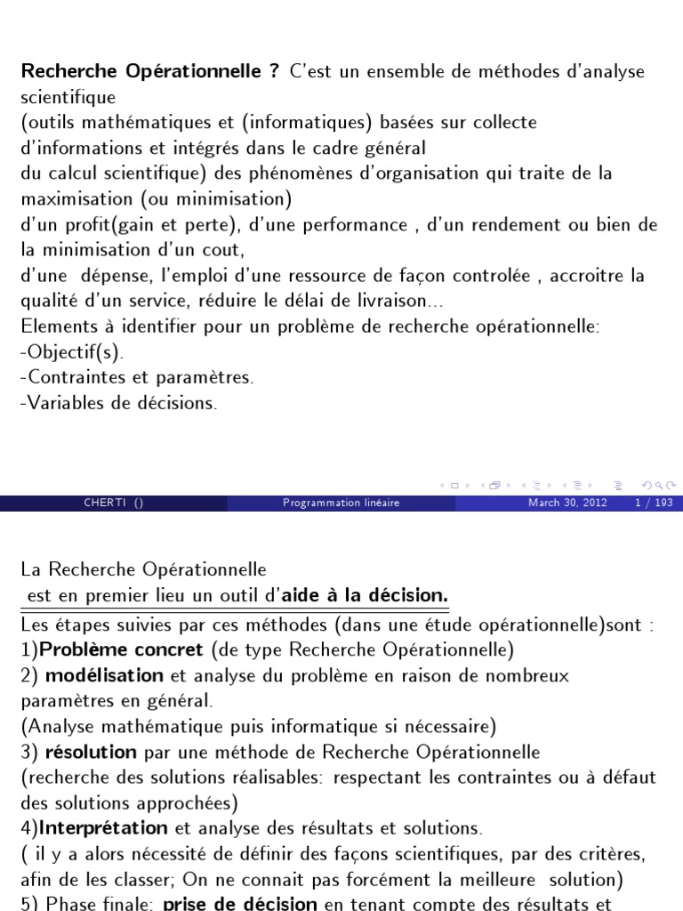 #01 Programmation Linéaire Cours Complet | PDF