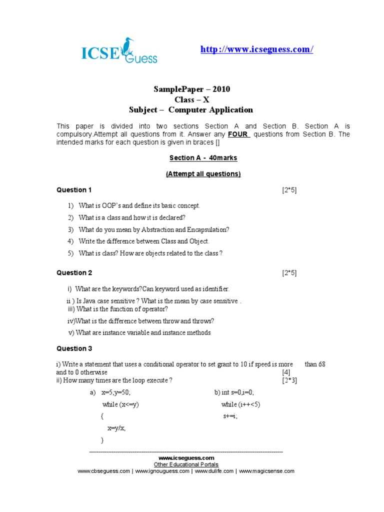 Paper 2 Pdf Constructor Object Oriented Programming Programming 9165