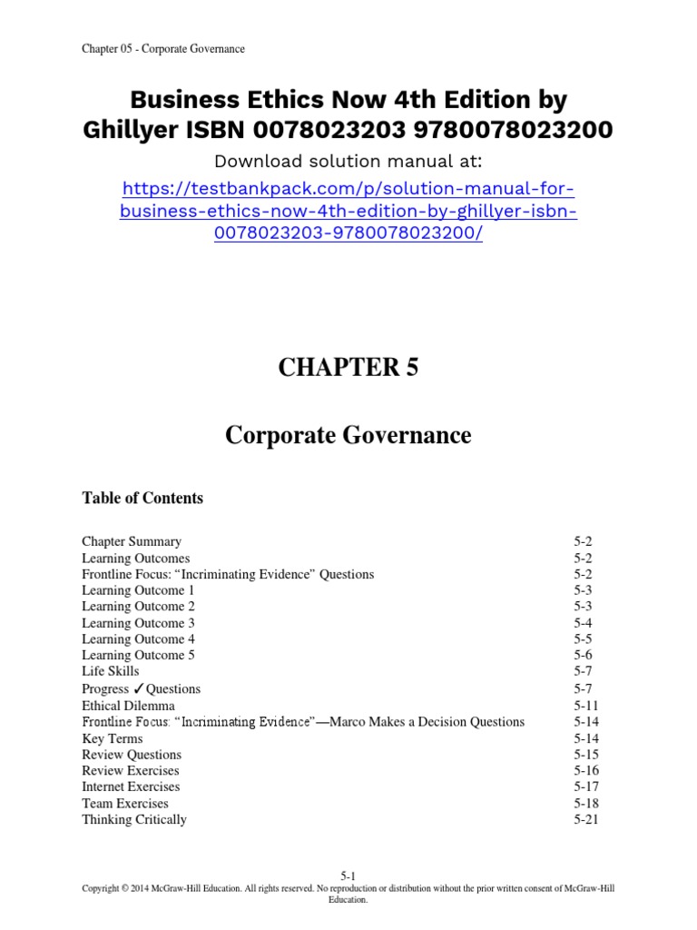 Business Ethics Now 4th Edition Andrew Ghillyer Solutions Manual 1 | PDF
